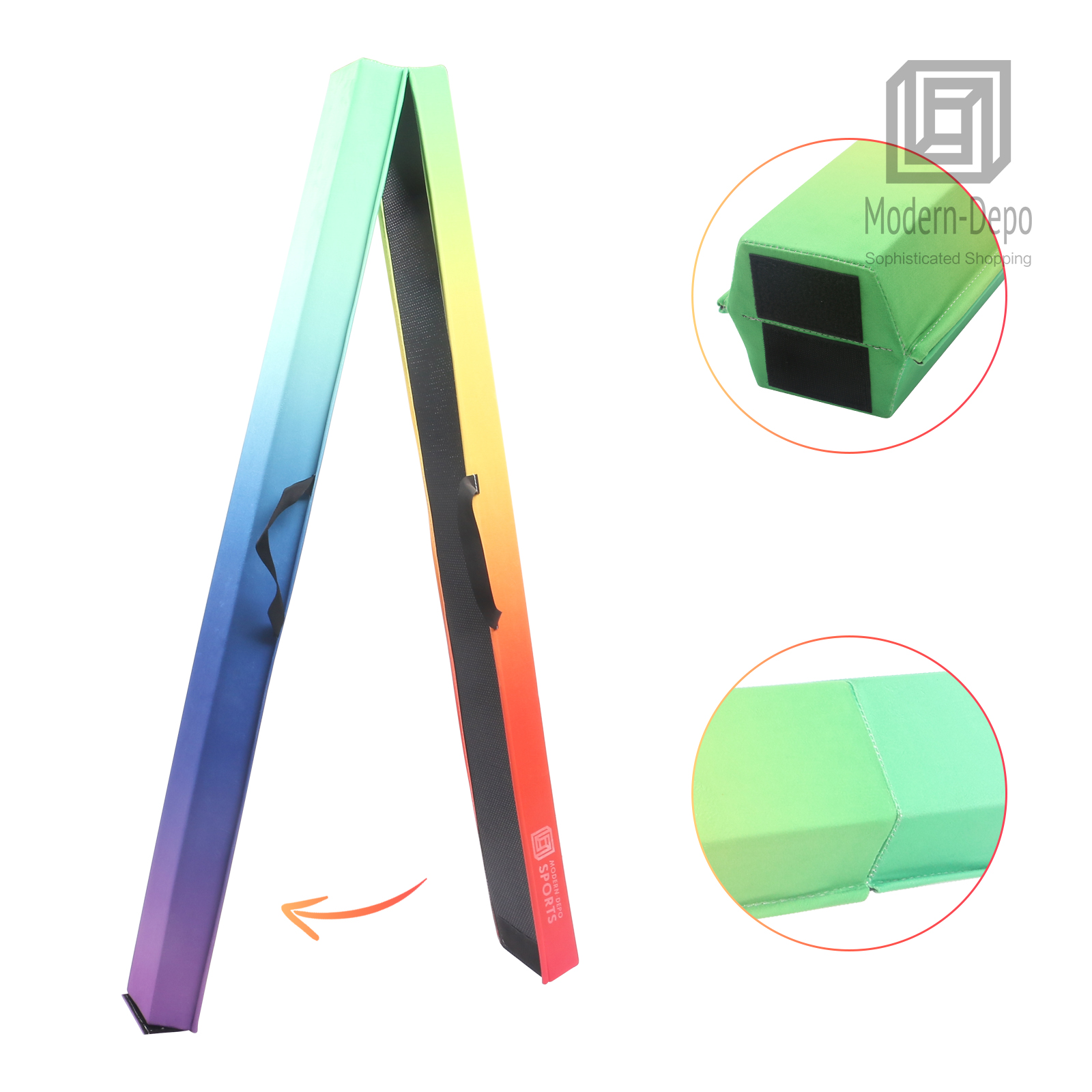 6FT Rainbow Suede Folding Floor Balance Beam for Kids Firm Gymnastics ...