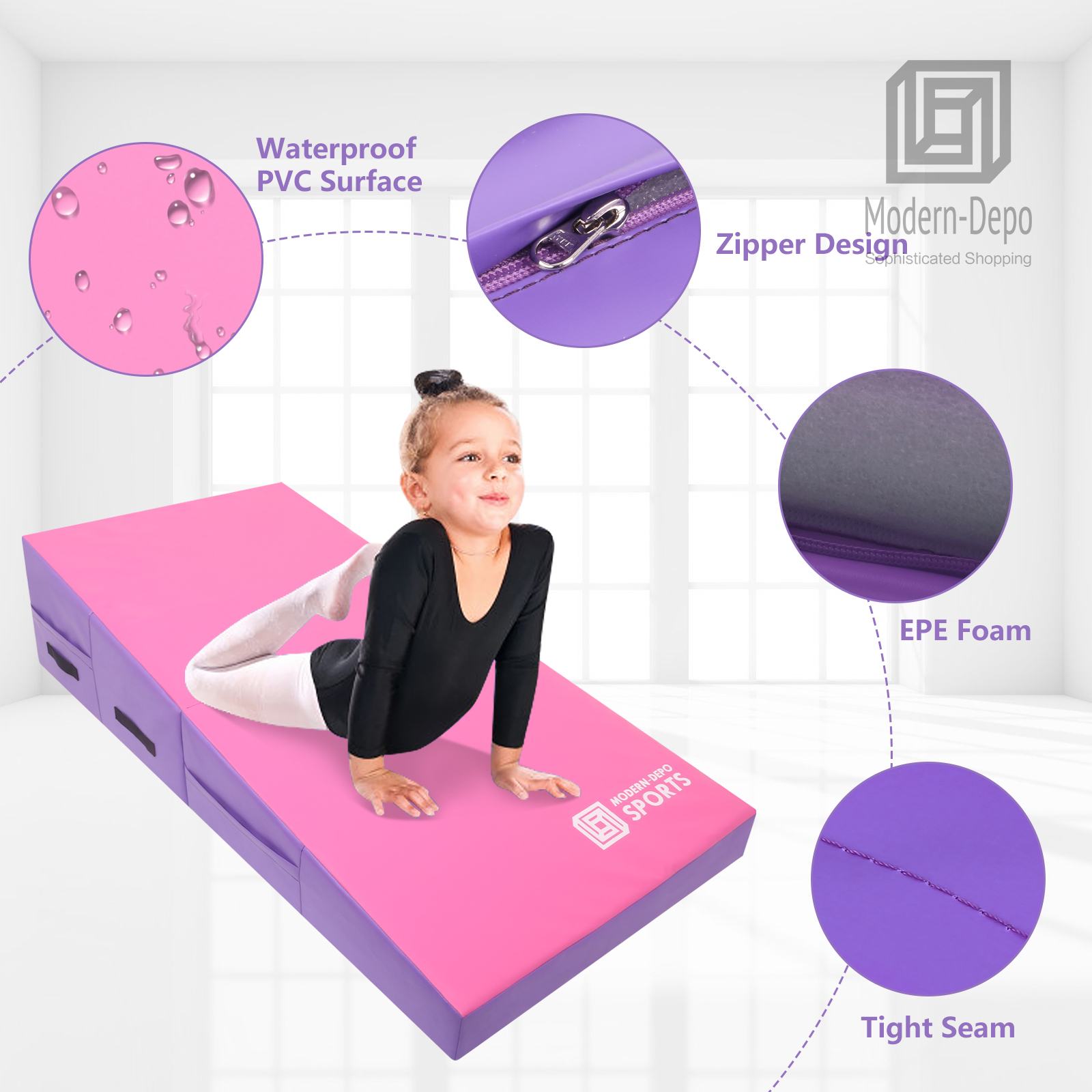 Incline Gymnastics Wedge Mat Folding Tumbling Mat Cheese Wedge With Zip ...